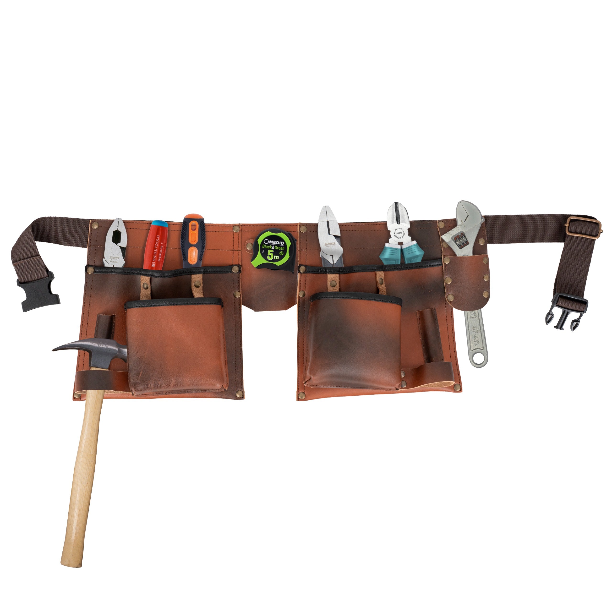 The Tan Brown Full Grain Leather Tool Belt Wrench Holder Mechanics Too ...