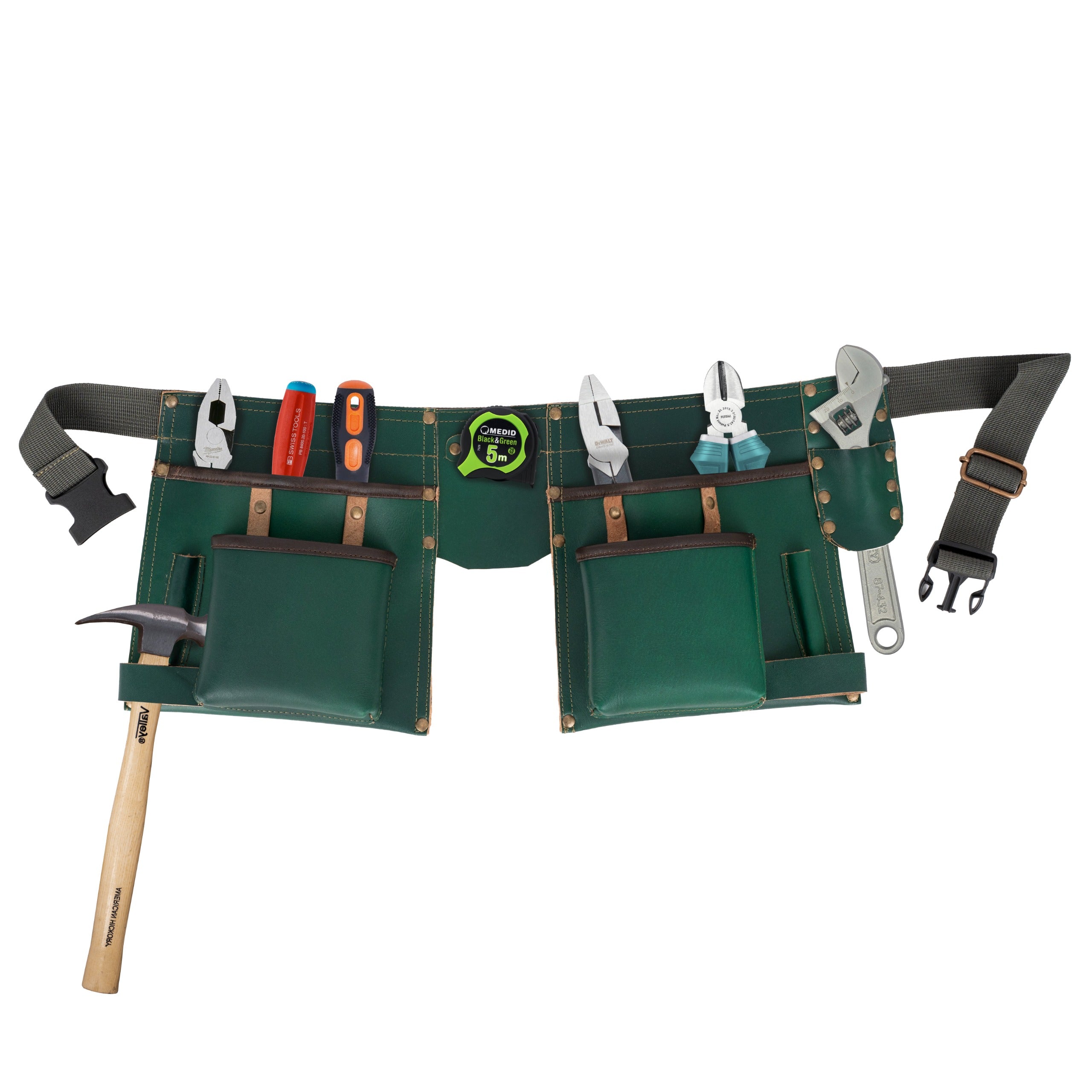 The Green Full Grain Leather Tool Belt Wrench Holder Mechanics Tool Be ...